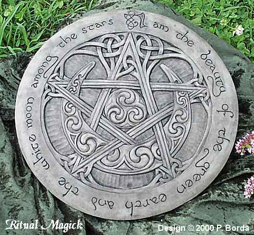 Moon Pentacle – Stone Finish – Large Size – Ritual Magick